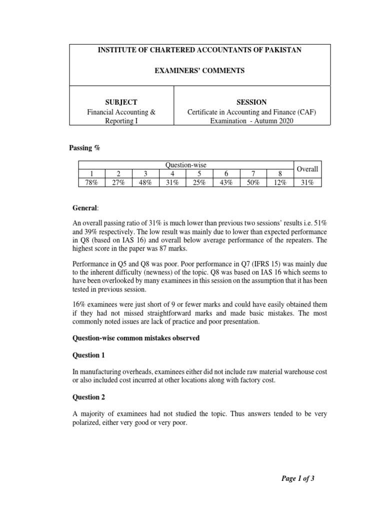 Caf 1 Far 1 Autumn 2020 | PDF