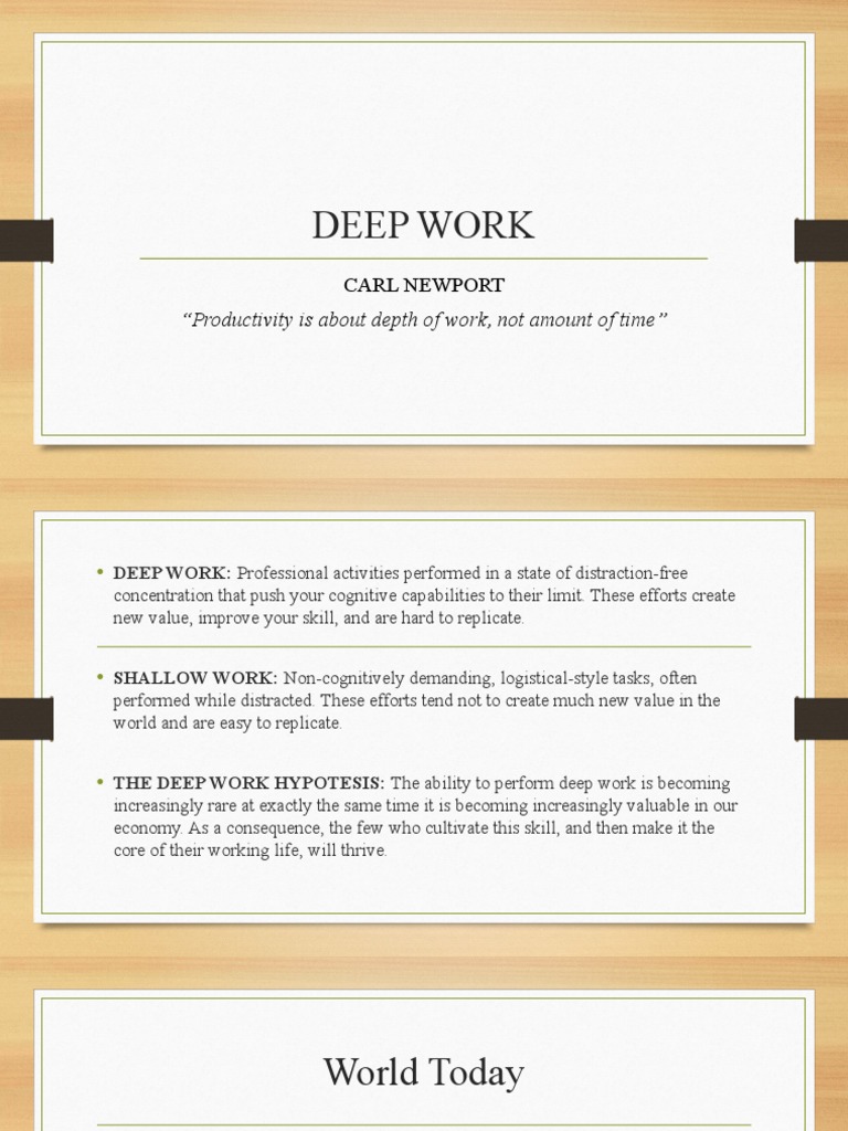 Deep Work: "Productivity Is About Depth of Work, Not Amount of Time" | PDF | Attention ...