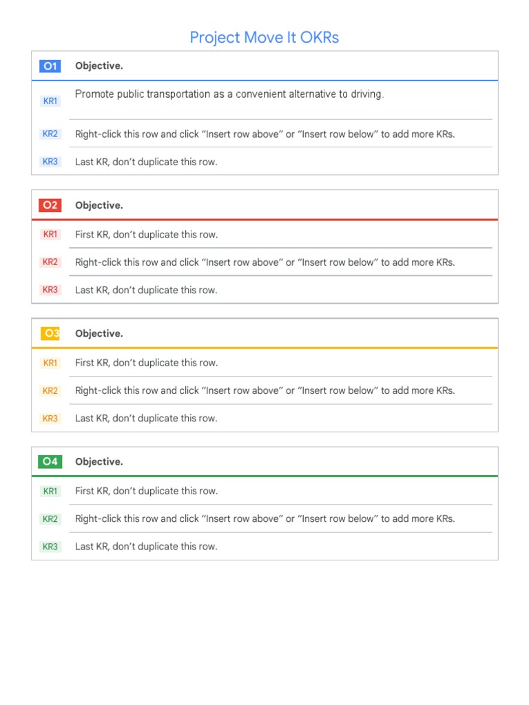 Activity Template - Project Move It OKRs | PDF