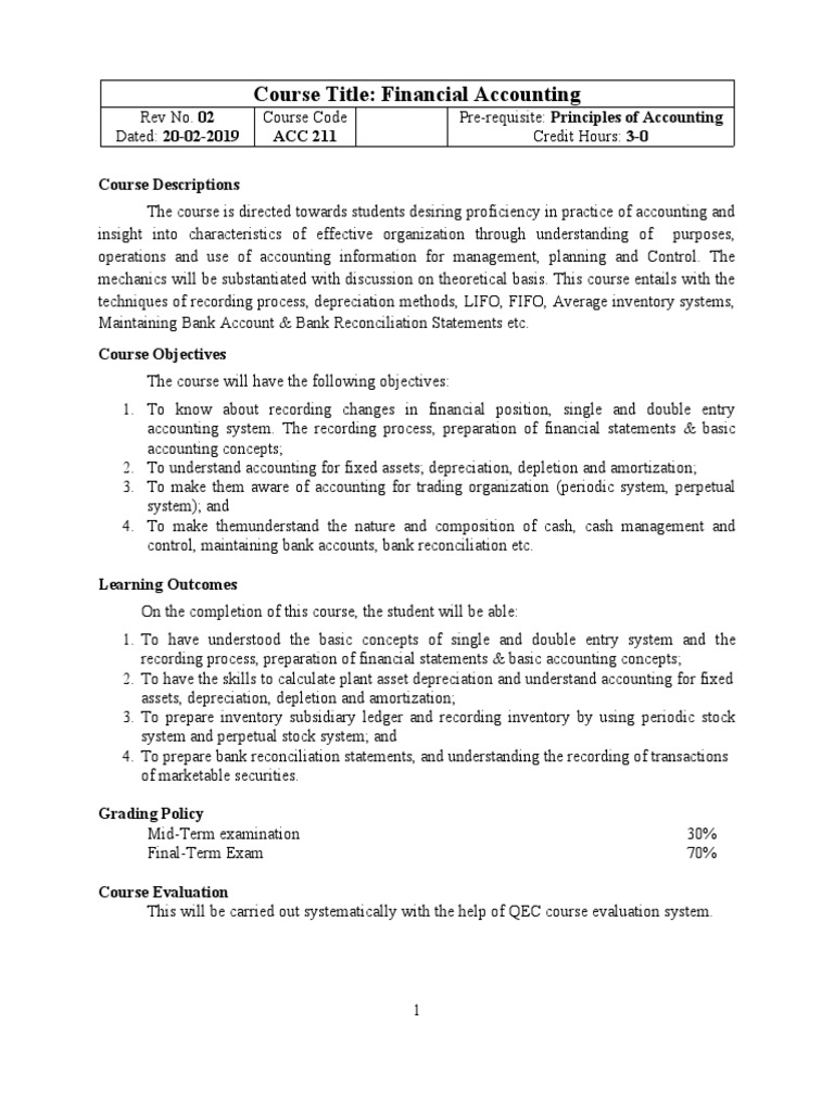 Financial Accounting Course Overview | PDF | Inventory | Accounting