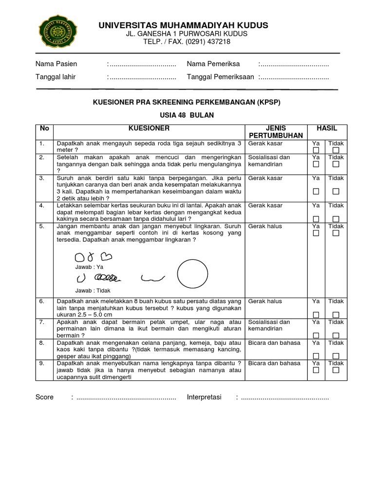 KPSP Usia 48 Bulan | PDF | Pengembangan Diri