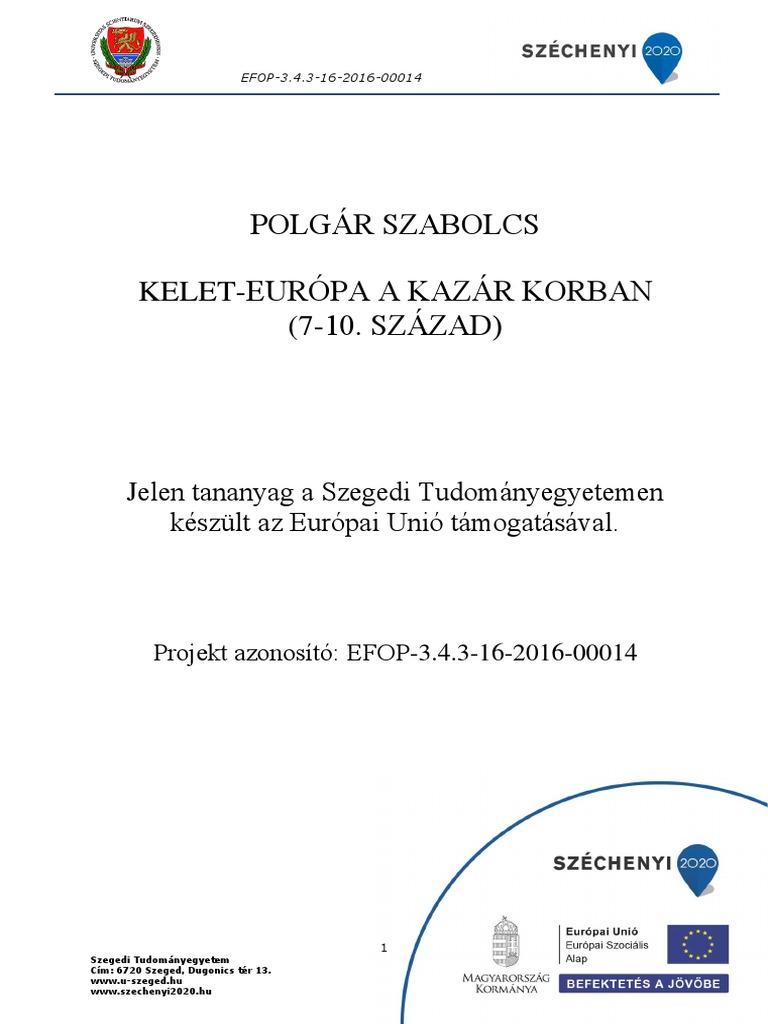 Polgár Szabolcs Kelet-Európa A Kazár Korban | PDF