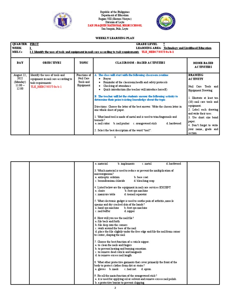 Tle 7 | PDF | Nail (Anatomy) | Personal Protective Equipment