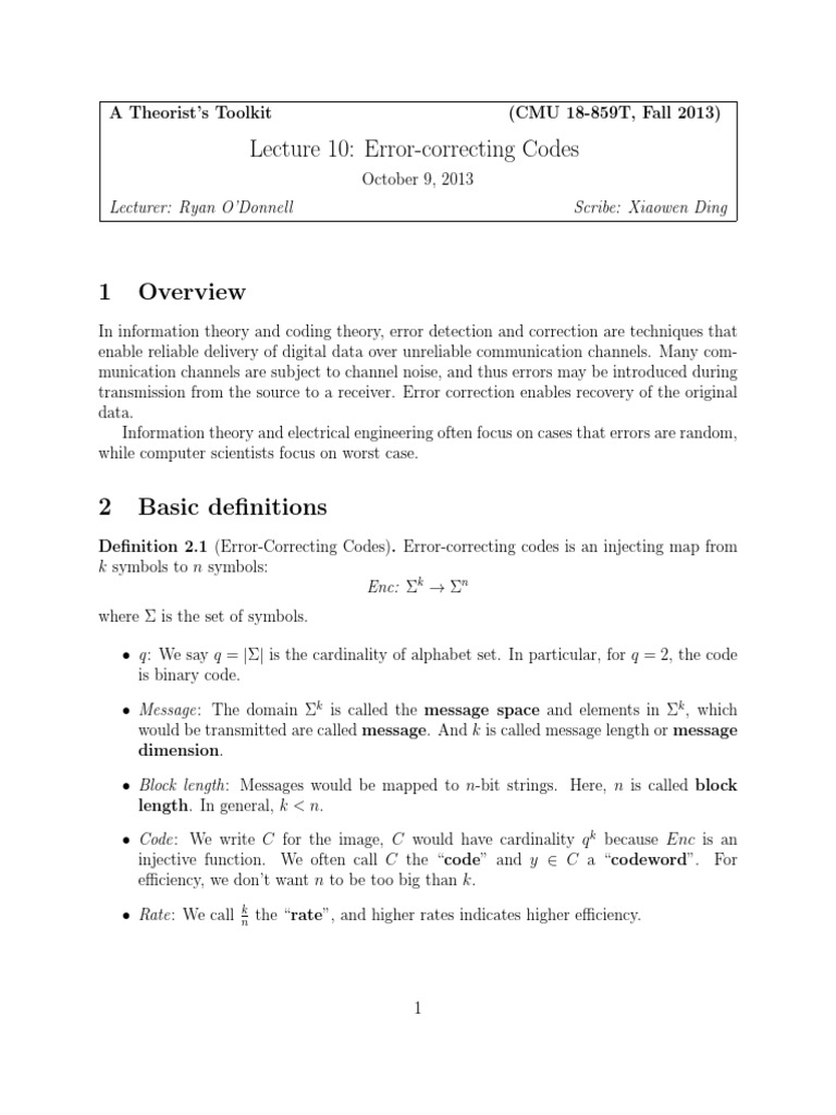 2013 O Donnel ECcodes Hadamard | PDF | Code | Encodings