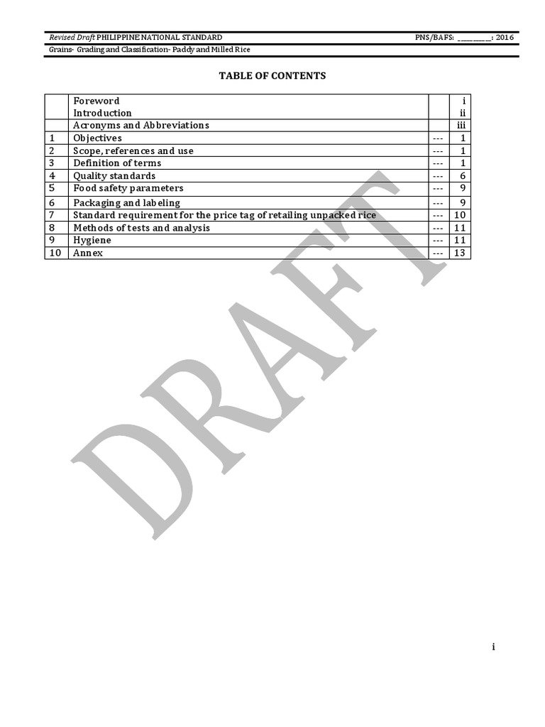Philippine Rice Grading Standards | PDF | Rice | Seed