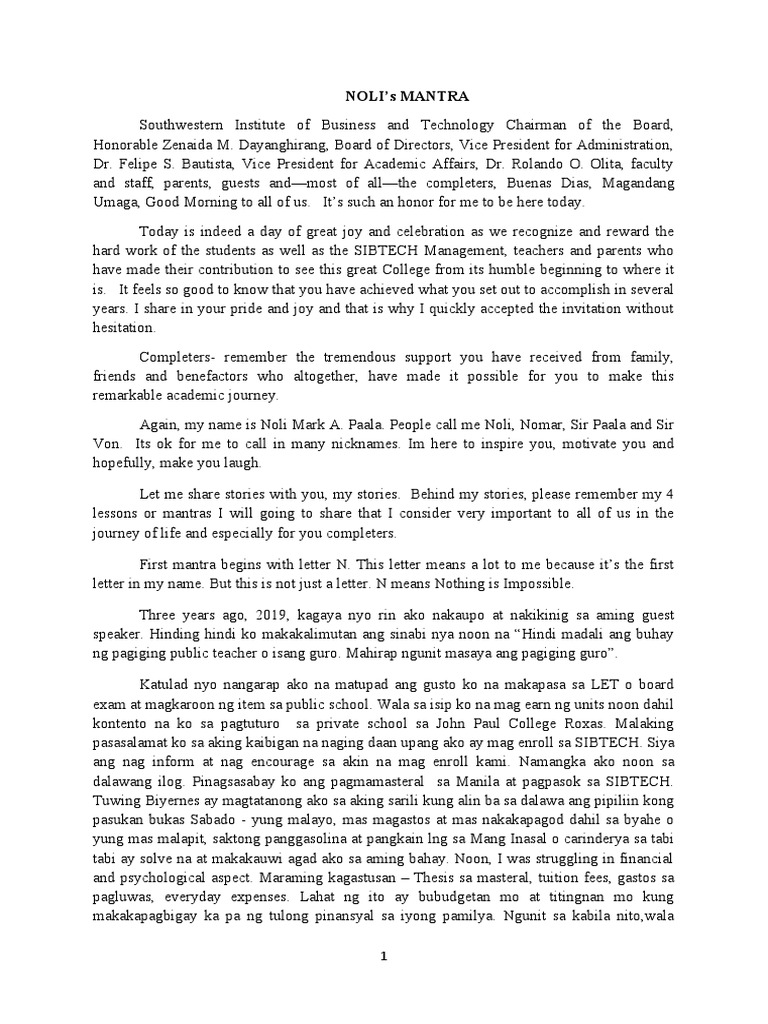 Sibtech Speech | PDF