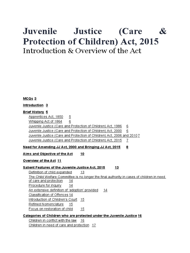 Juvenile Justice (Care & Protection of Children) Act, 2015 | PDF | Crimes | Crime & Violence