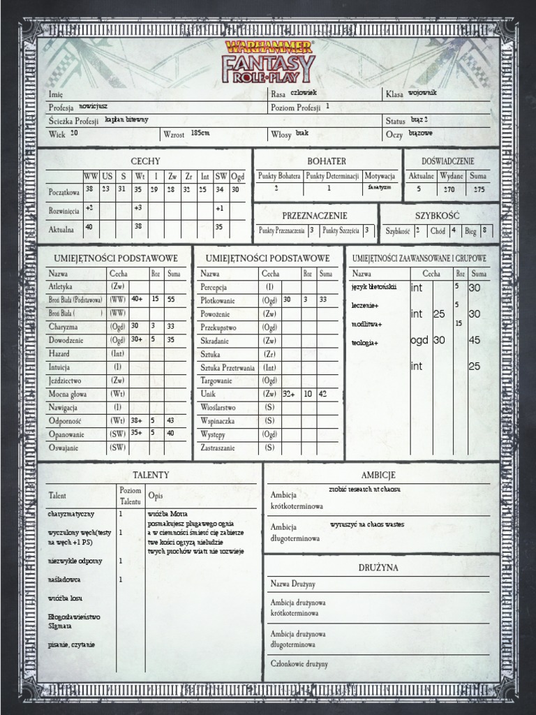 WFRP 4ed Final Edytowalna | PDF