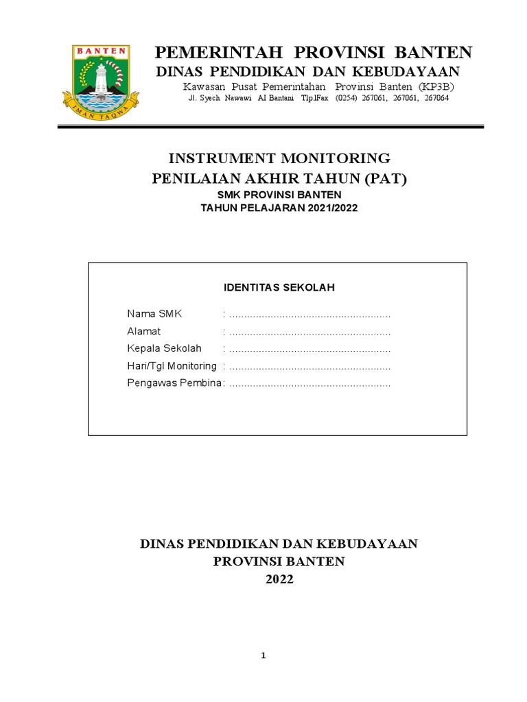 Instrumen Monev Pat 2022 | PDF