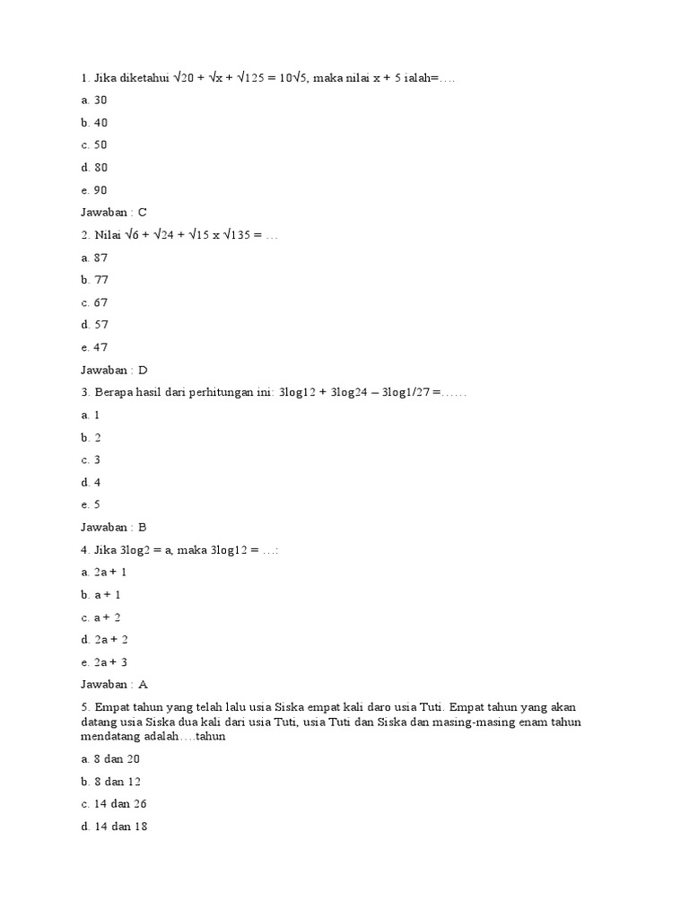 200 Soal Matematika | PDF