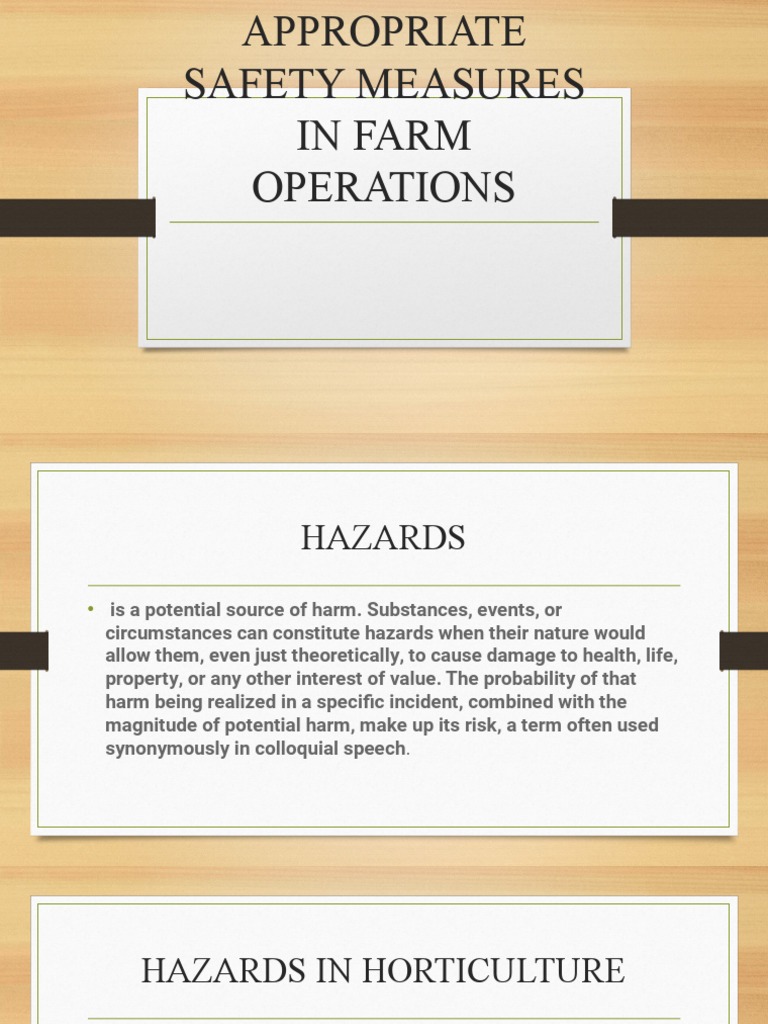 Appropriate Safety Measures in Farm Operations | Download Free PDF ...
