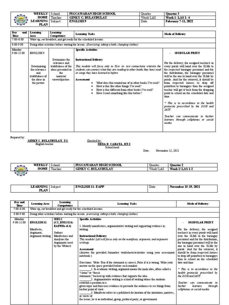 Grade 9 3rd Q | PDF | Learning