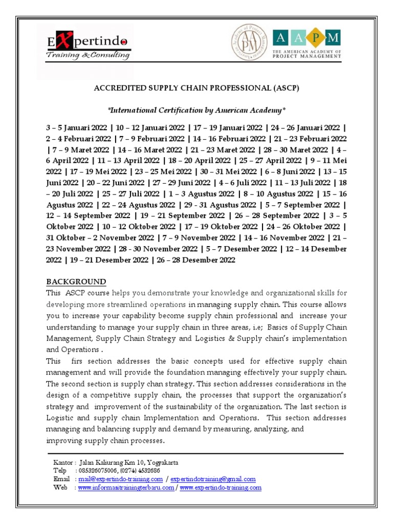 Accredited Supply Chain Professional (Ascp) | PDF | Supply Chain | Supply Chain Management