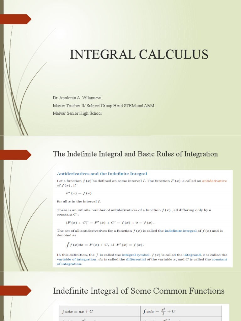 Integral Calculus Basics and Activities | PDF | Career & Growth | Self ...