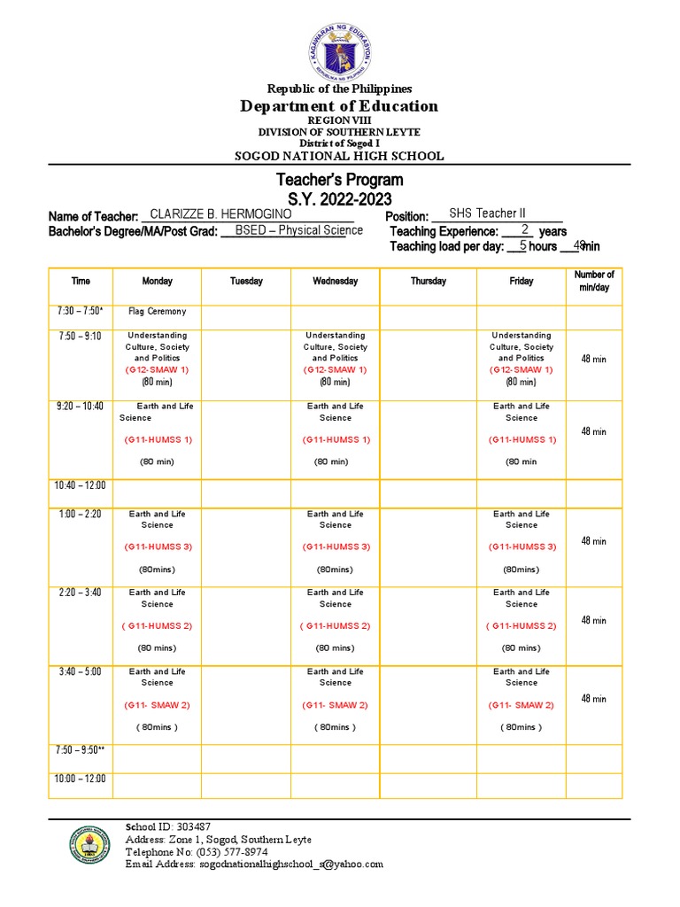 Department of Education: Teacher's Program S.Y. 2022-2023 | PDF | Mechanical Engineering | Joining