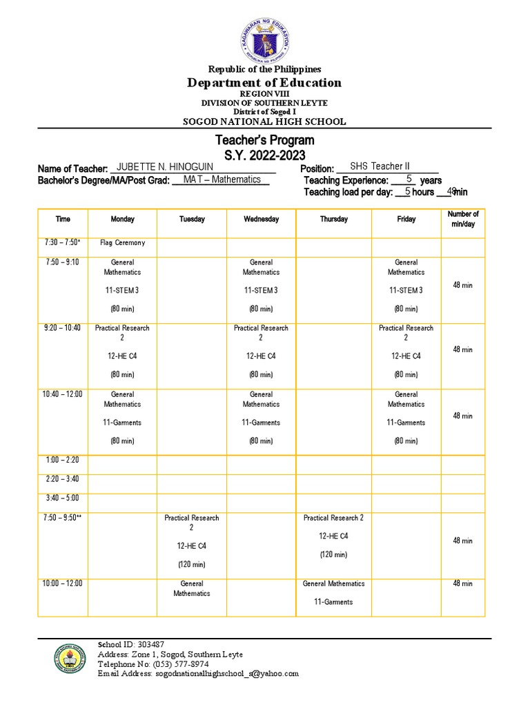 Teachers Program Template | PDF | Science