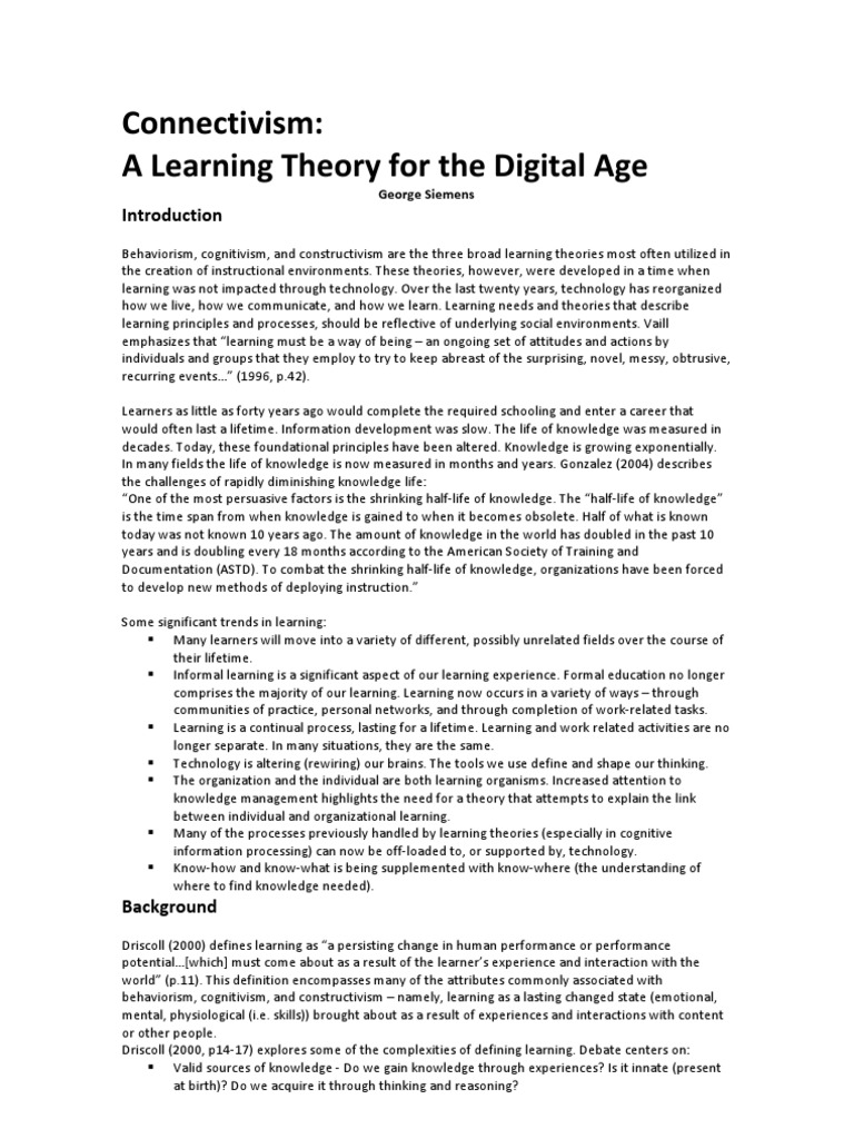 Connectivism_A Learning Theory | Constructivism (Philosophy Of ...