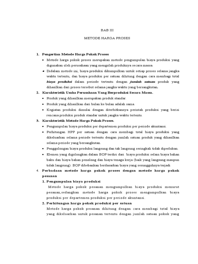 Bab IV Metode Harga Proses | PDF | Pengelolaan Keuangan & Uang