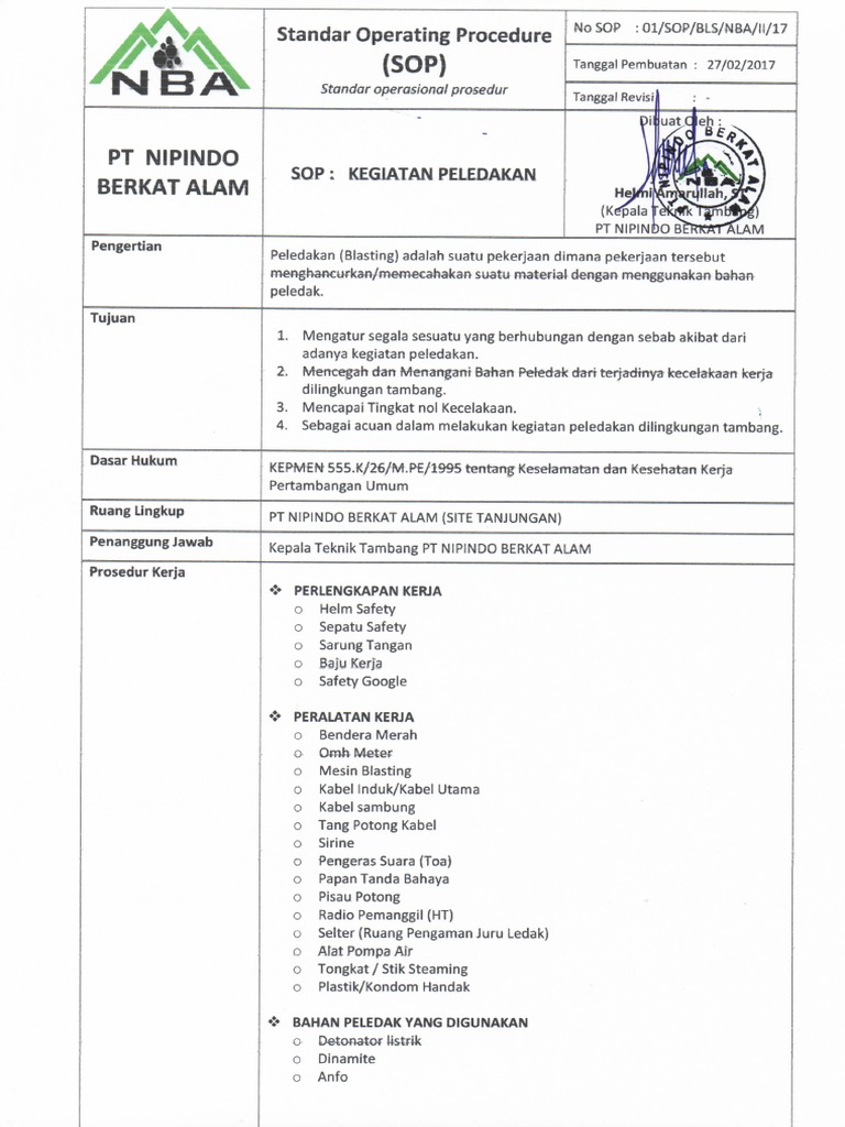 Sop Blasting | PDF