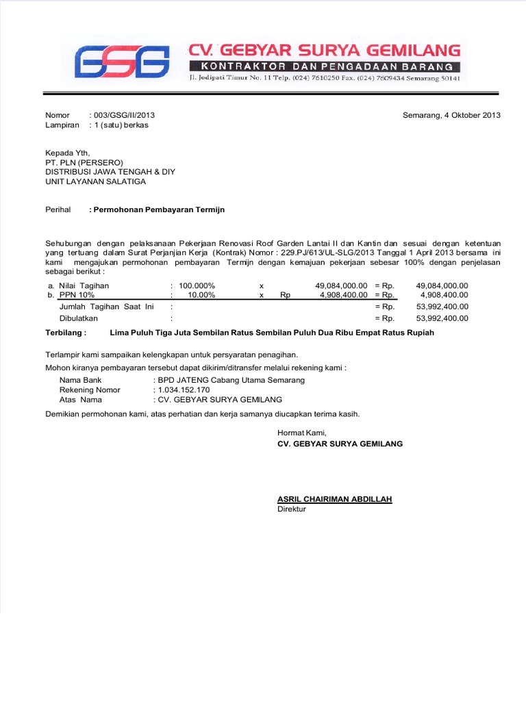 Dokumen - Tips - Surat Permohonan Pembayaran | PDF