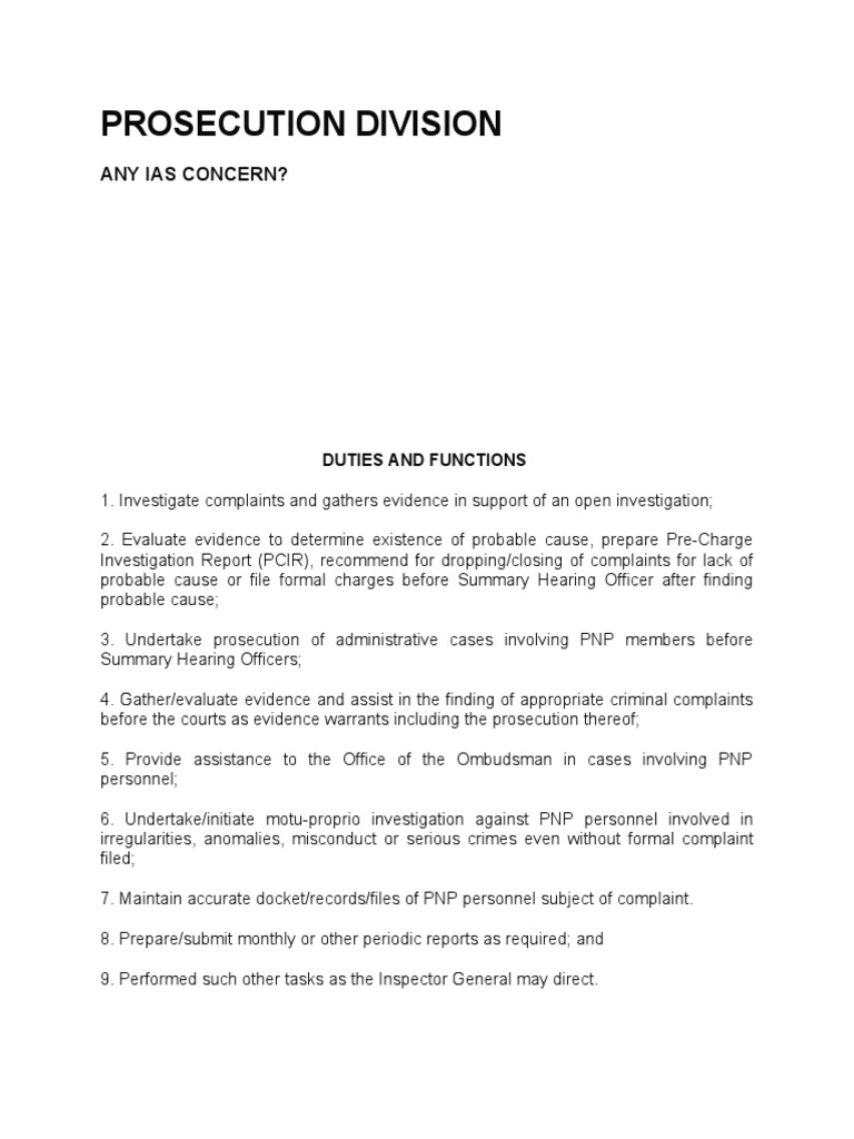 Prosecution Division: Any Ias Concern? | PDF | Prosecutor | Complaint