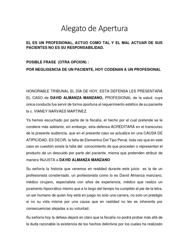 Alegato de Apertura | PDF | Cirugía