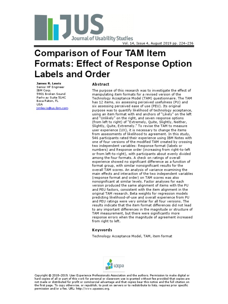 Lewis - 2019 - Comparison of Four TAM Item Formats Effect of Response ...