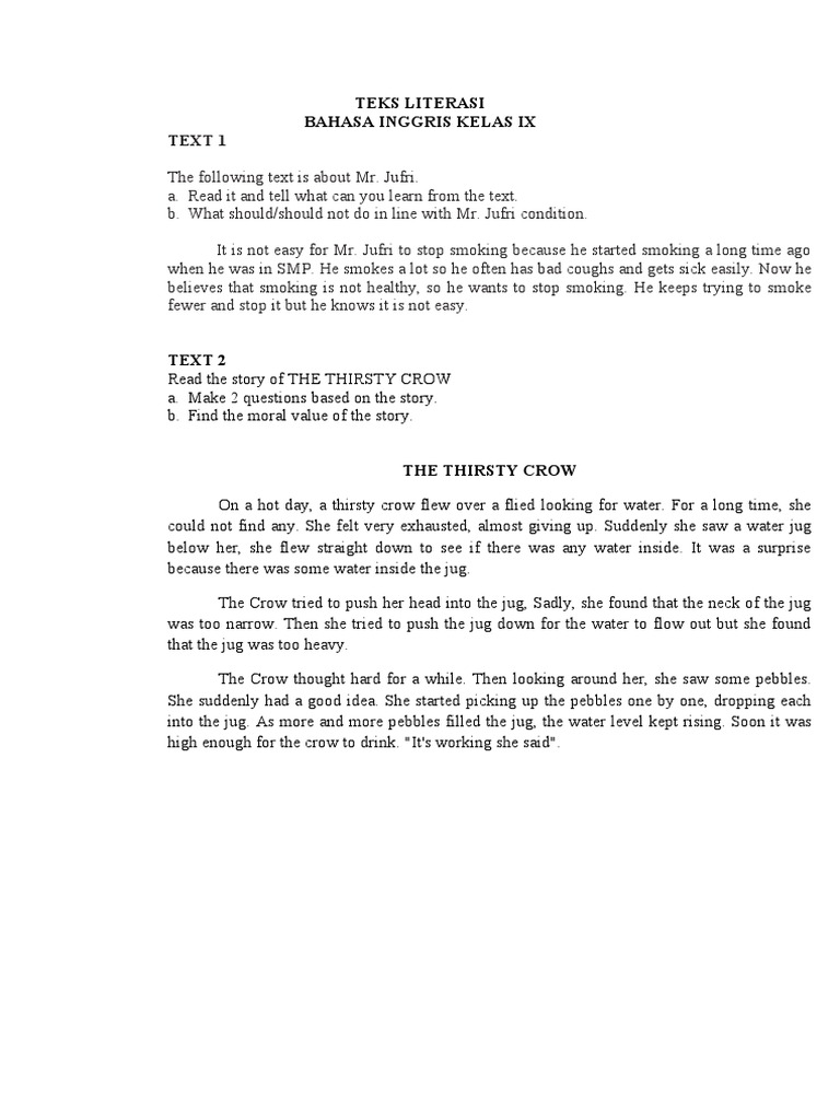 Teks Literasi B.inggris Kelas Ix | PDF
