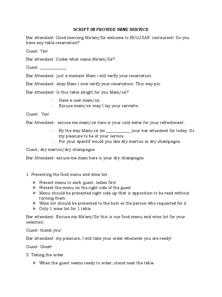 Script in Provide Wine Service | PDF | Wine | Vitis
