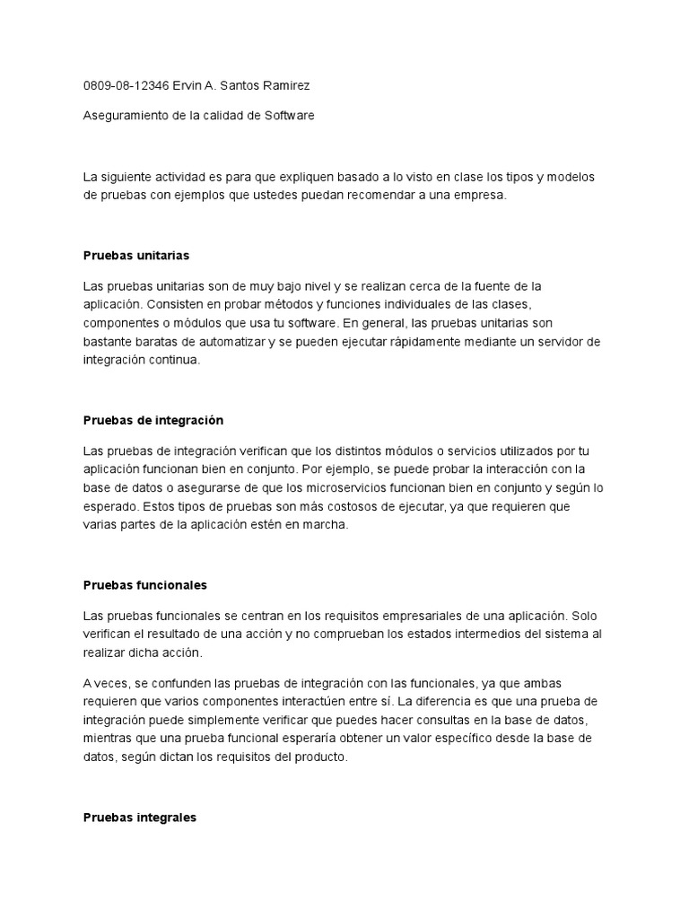 Tipos y Modelos de Pruebas de Software | PDF | Software | Software de ...
