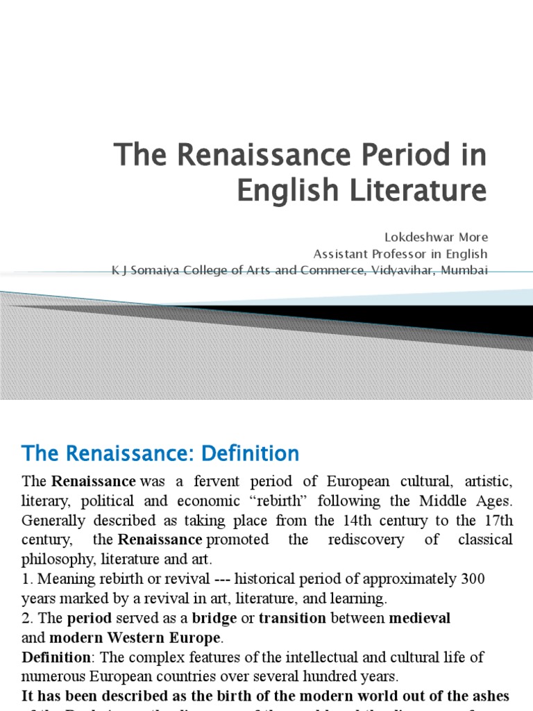 Lecture 1 PPT On Renaissance | PDF | Renaissance | Italy