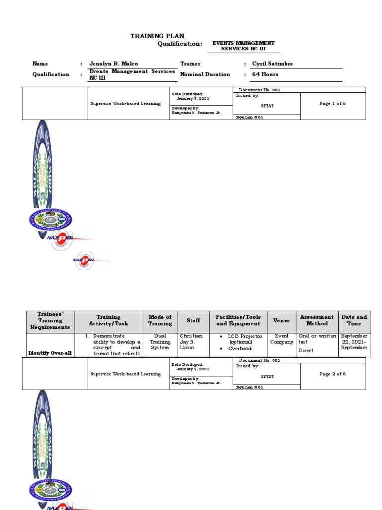 EMS Training Plan | PDF | Learning | Education Theory