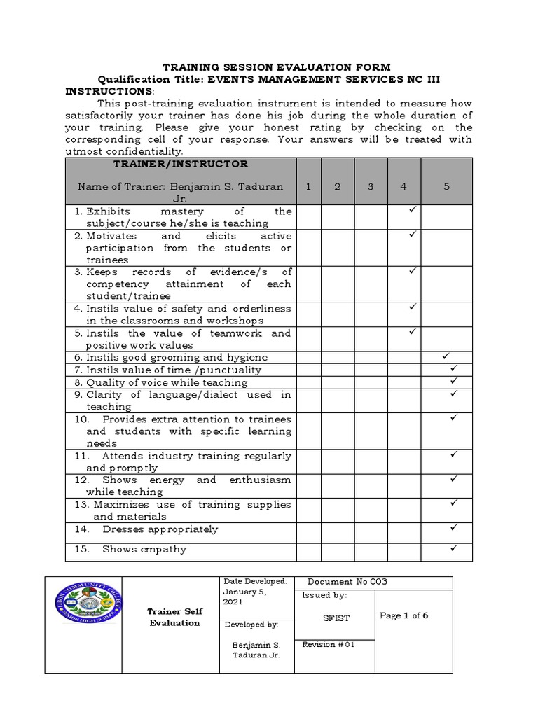 EMS Training Session Evaluation | PDF | Cognition | Cognitive Science