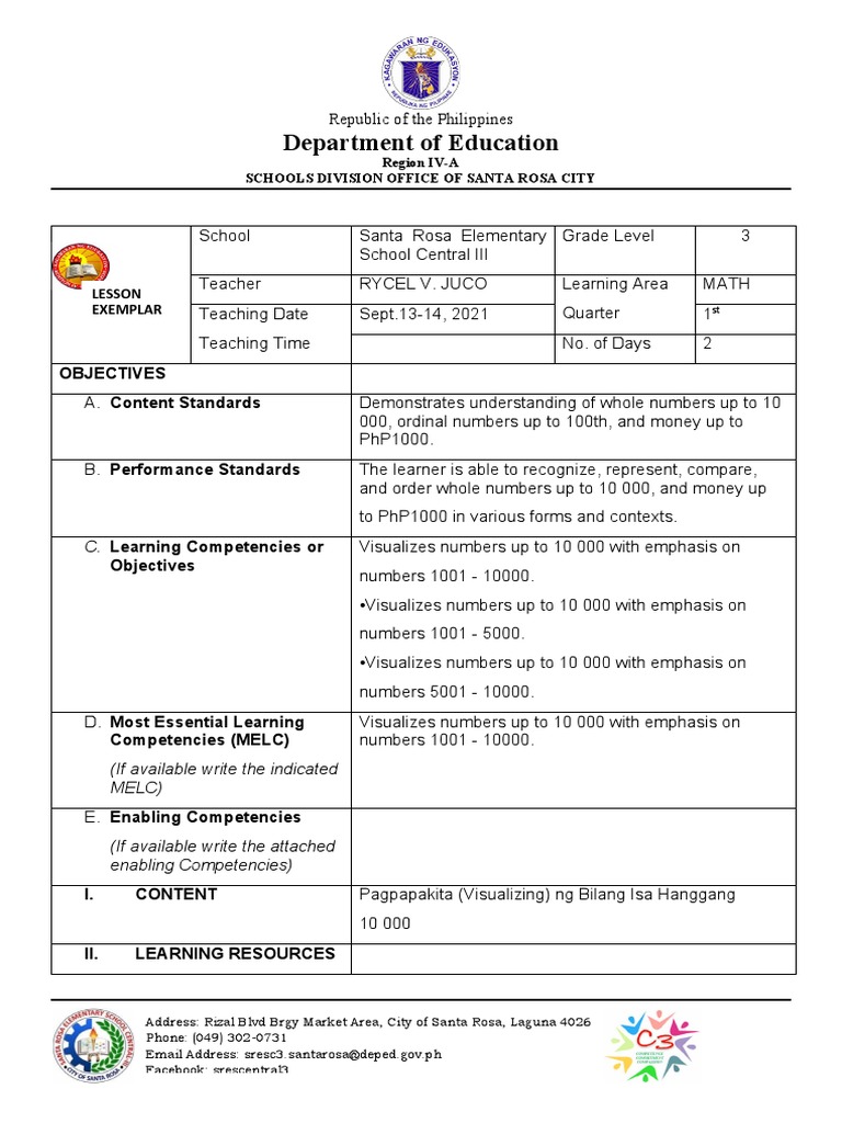 Department of Education: Objectives | PDF | Cognitive Science | Learning