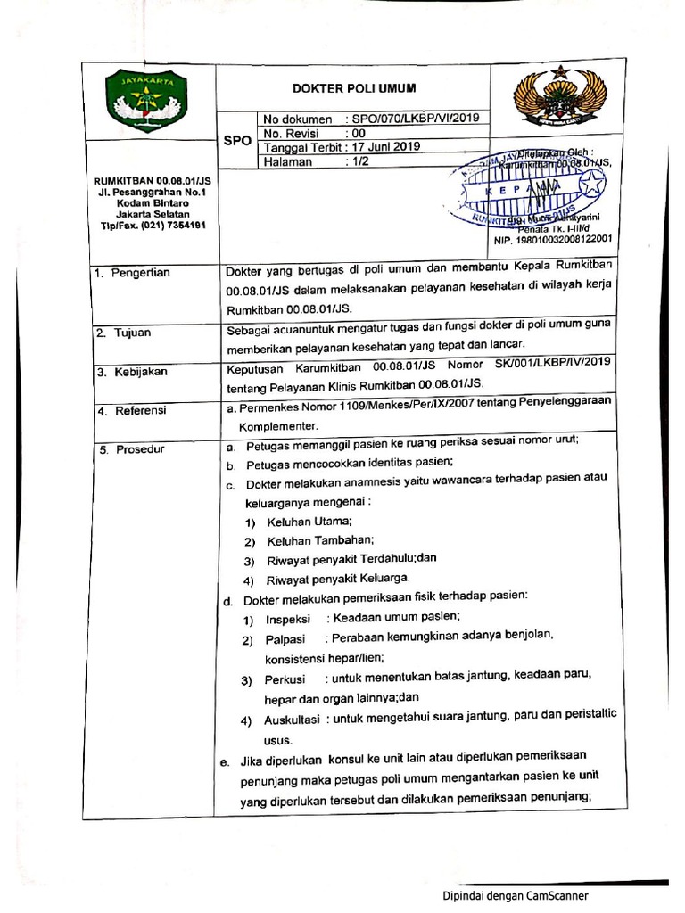 Sop Pelayanan Poli Umum | PDF