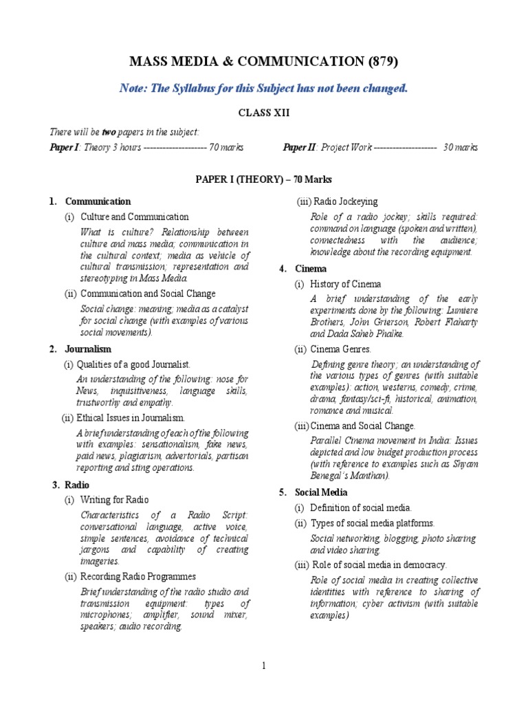 ISC Mass Media and Communication | PDF | Social Media | Popular Culture & Media Studies