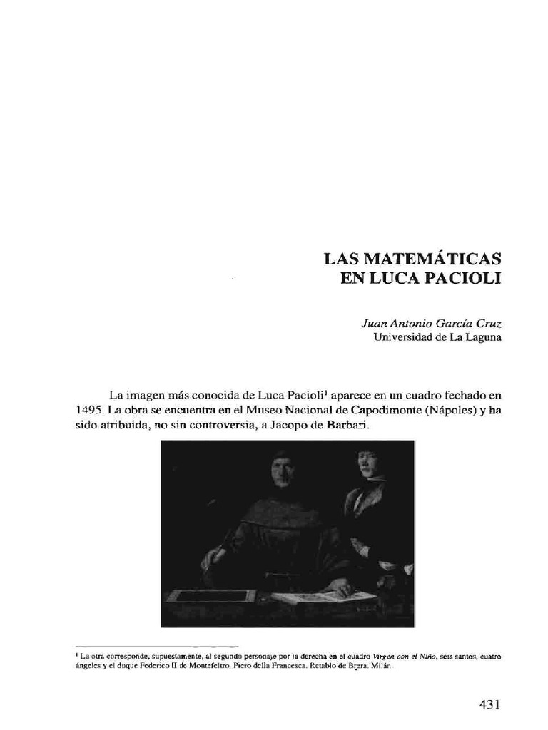 Biografía y legado de Luca Pacioli | PDF | Aritmética | Matemáticas