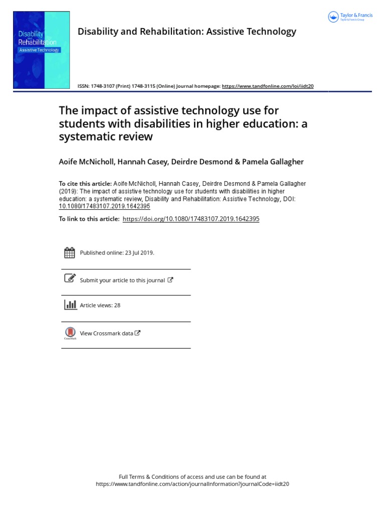 The Impact of Assistive Technology Use For Students With Disabilities ...