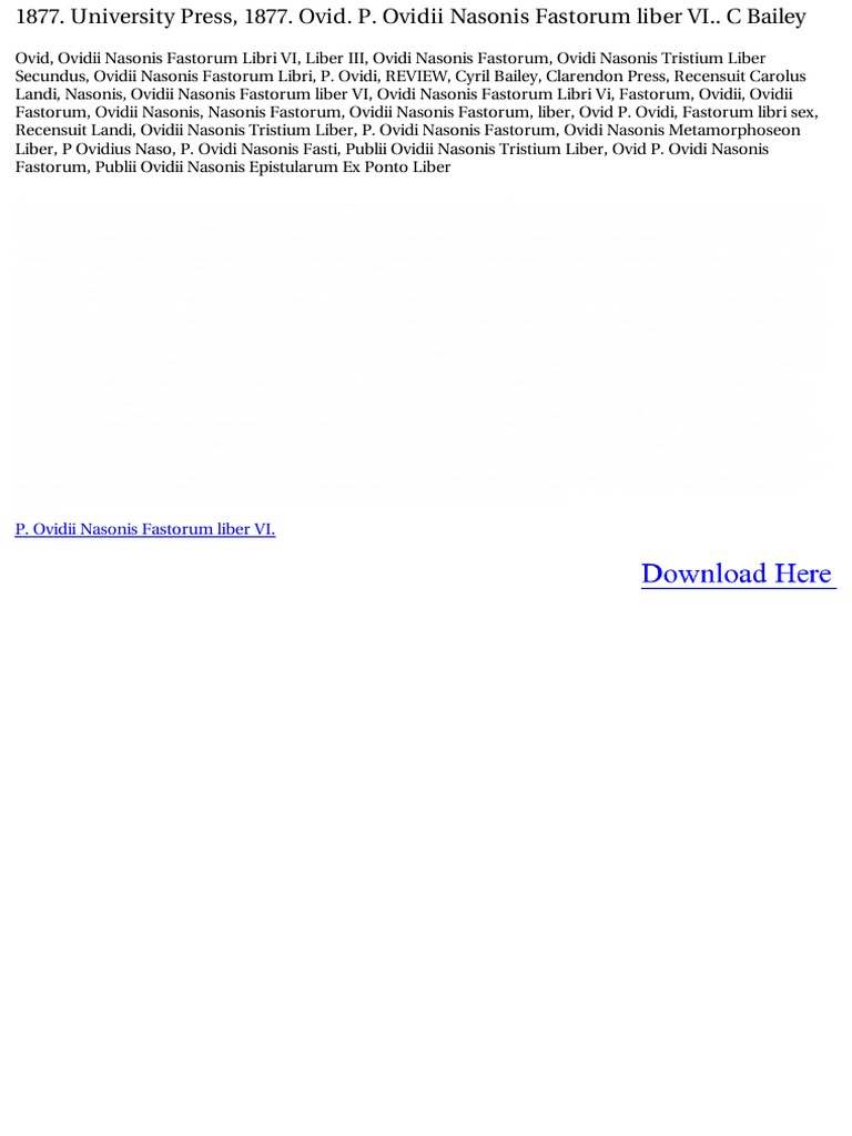 Ovid's Fasti Book VI Analyzed | PDF | Ovid | Classical Antiquity