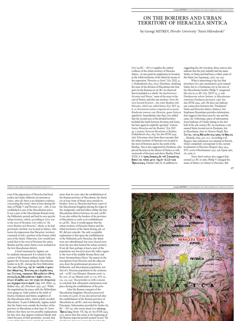 On The Borders and Urban Territory of Heraclea Sintica: by Georgi ...