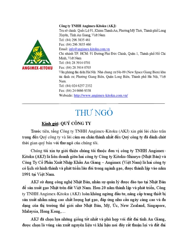Đơn Chào Hàng Angimex Kitoku | PDF