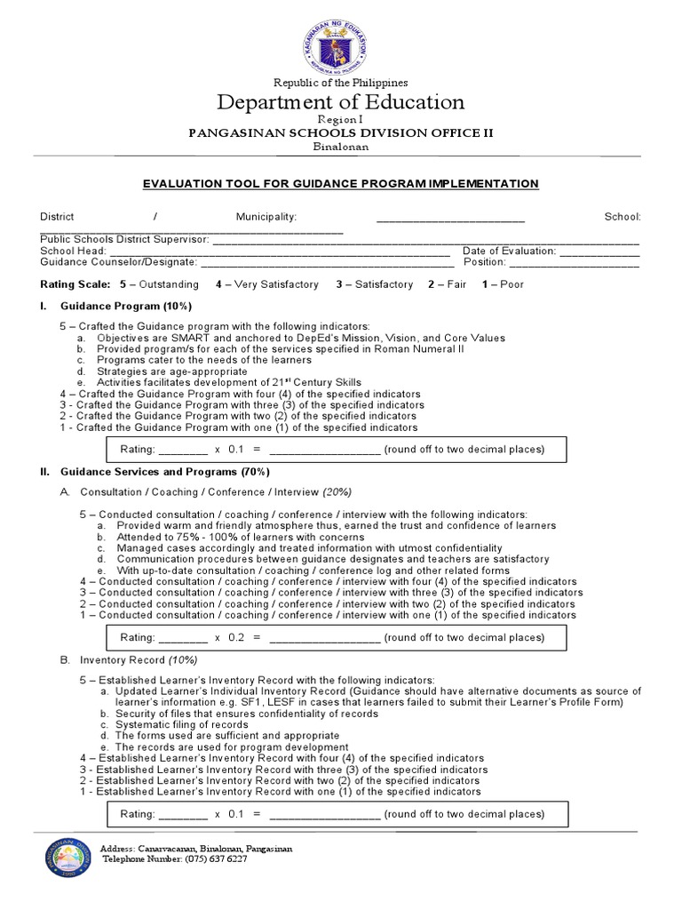 Guidance Program Evaluation Tool | PDF | Behavior Modification