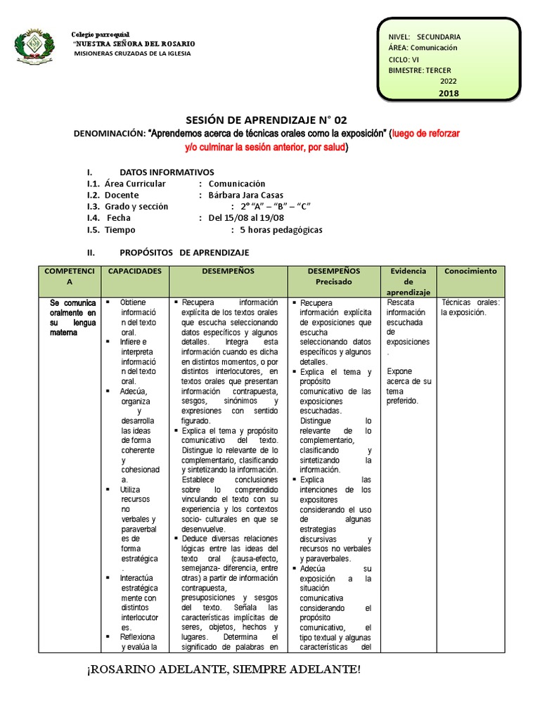SESIÓN DE APRENDIZAJE N° 02- 2DO SECUNDARIA - III BIM | PDF | Evaluación | Aprendizaje