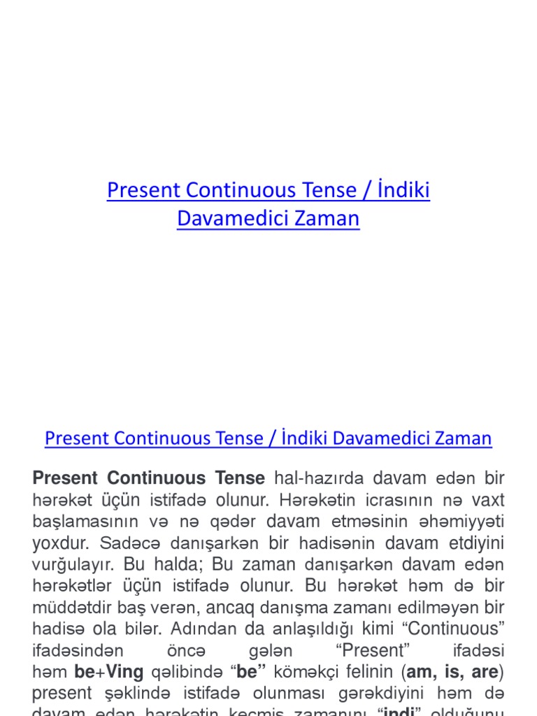 Present Continuous Tense Form | PDF