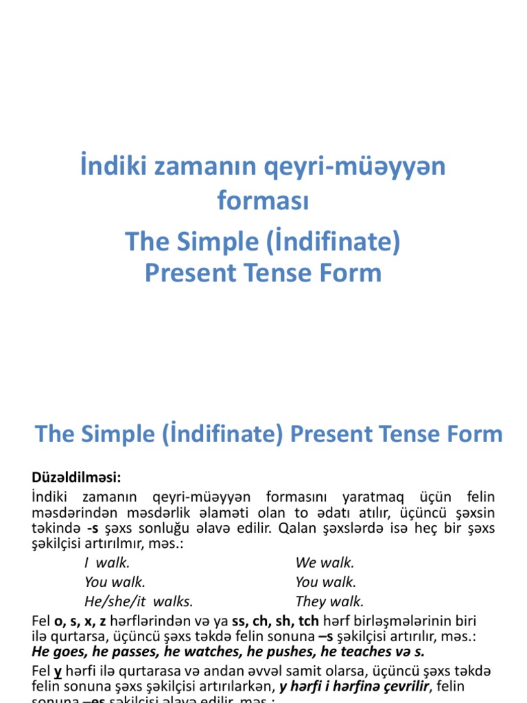 PRESENT Indefinite Simple Tense Form | PDF