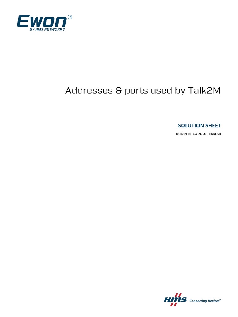 Addresses & Ports Used by Talk2M: Solution Sheet | PDF | Public Key ...