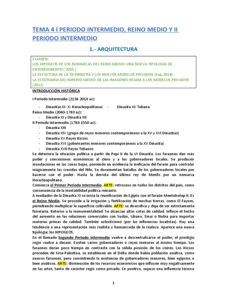 Tema 4 I Periodo Intermedio Reino Medio Ii Periodo Intermedio | PDF ...