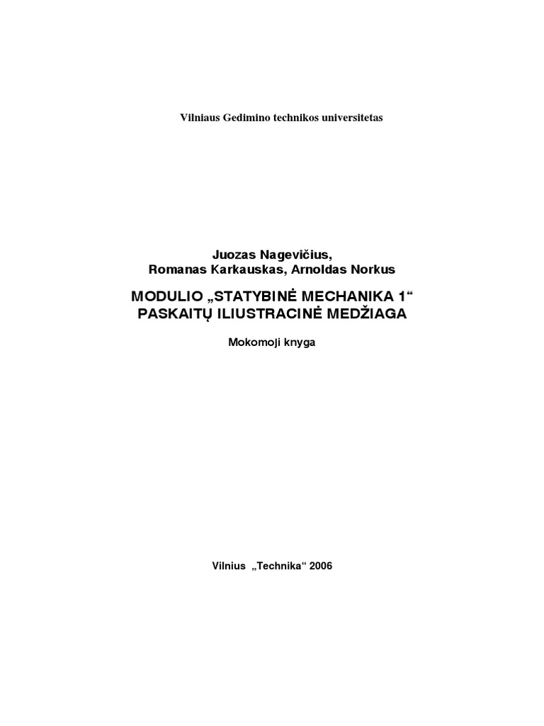 Modulio Statybinė Mechanika 1" Paskaitų Iliustracinė Medžiaga | PDF