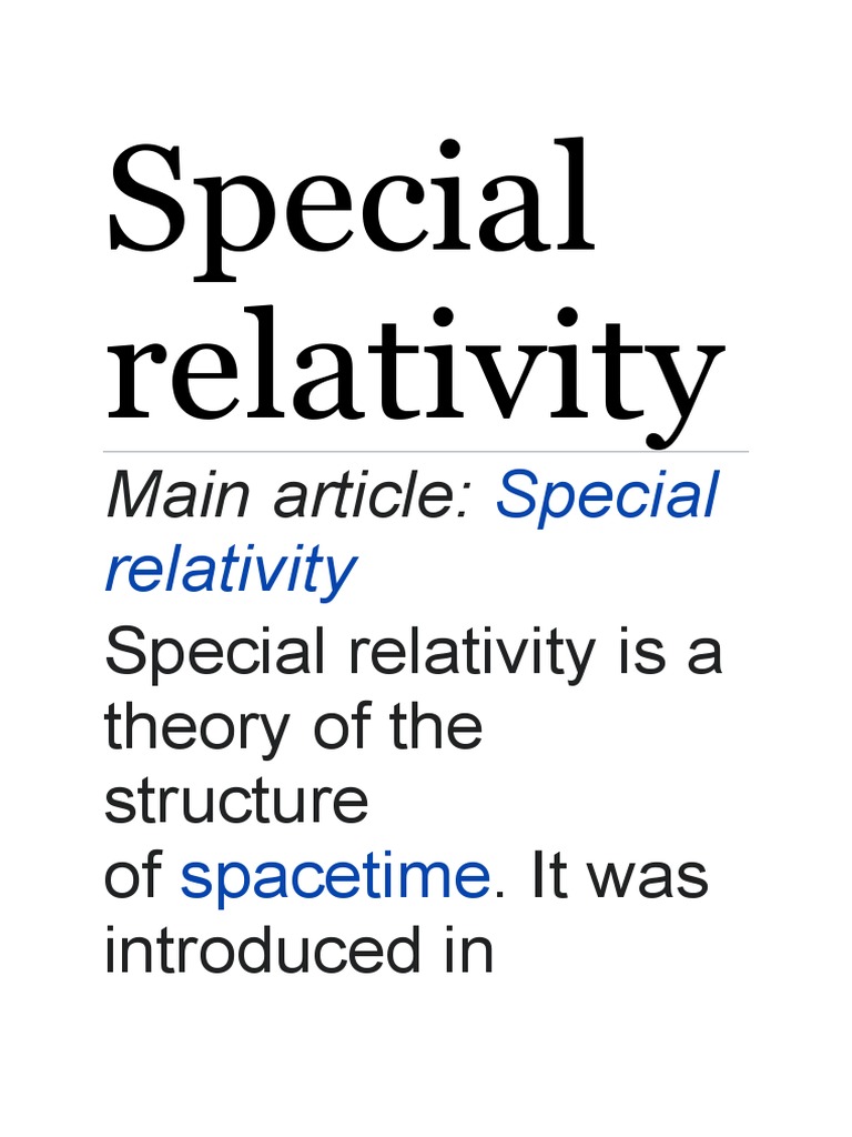 Special Relativity Theory Explained | PDF