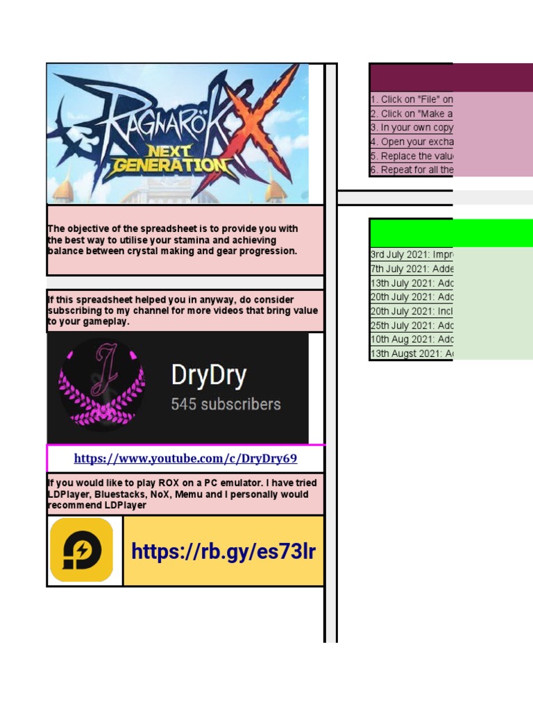 DryDry's ROX Life Skills Spreadsheet | PDF | Mining | Ore
